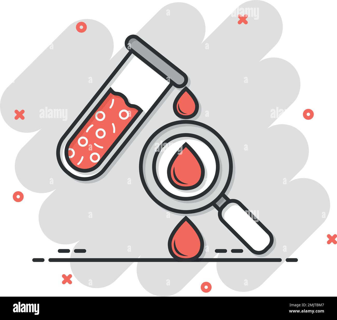 Blood test tube icon in comic style. Hematology cartoon vector ...