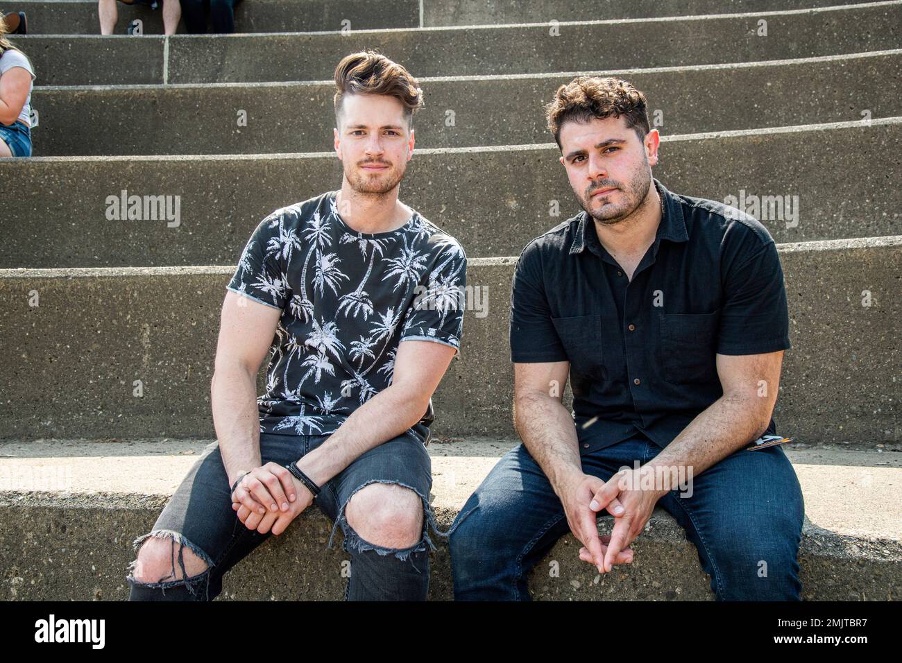 Justin Tessier, left, and Tarek Jafar of The Blue Stones pose at the ...