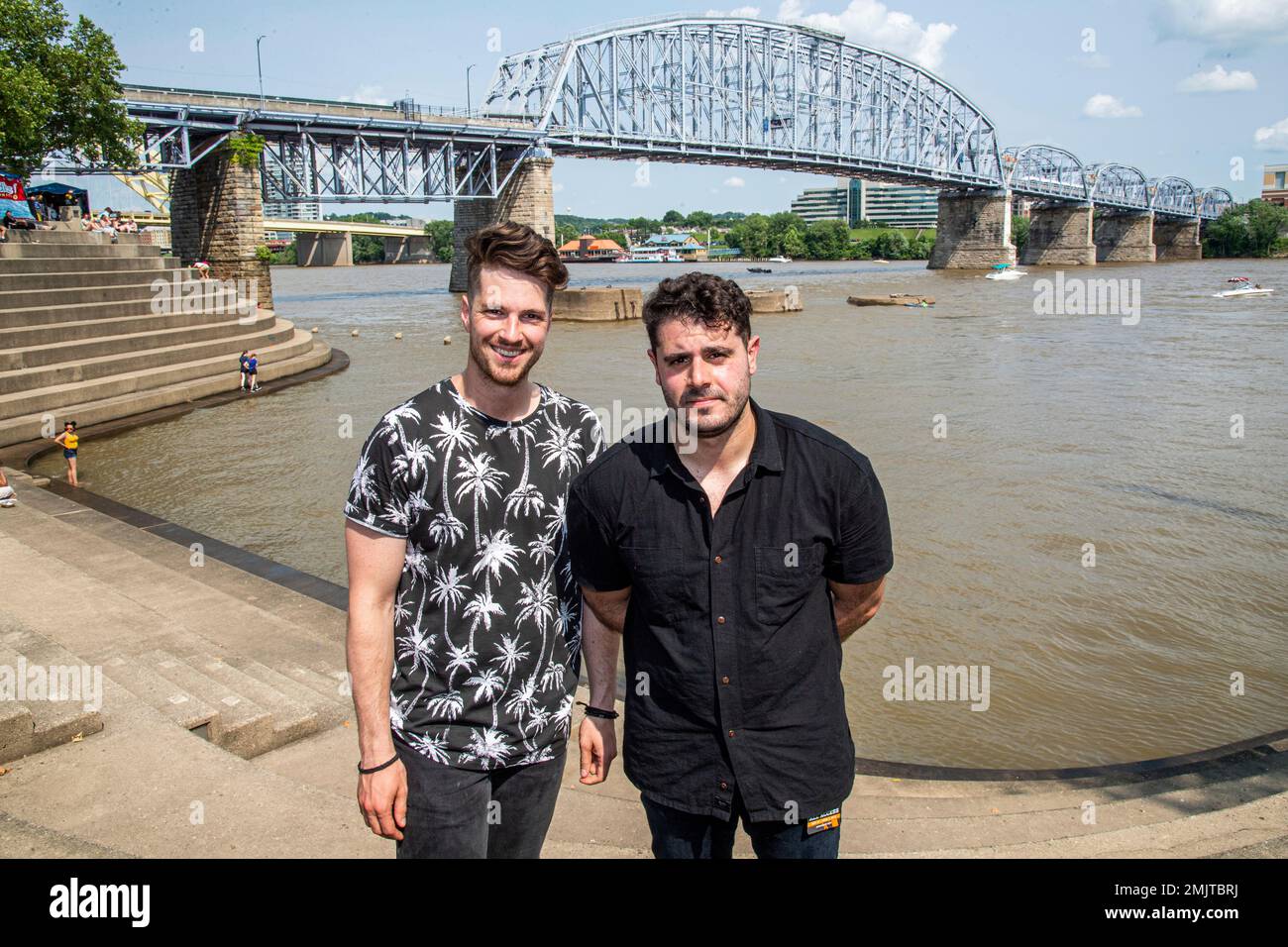Justin Tessier, left, and Tarek Jafar of The Blue Stones pose at the ...