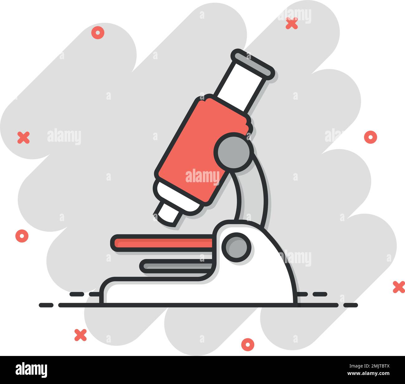 Microscope icon in comic style. Laboratory magnifier cartoon vector ...