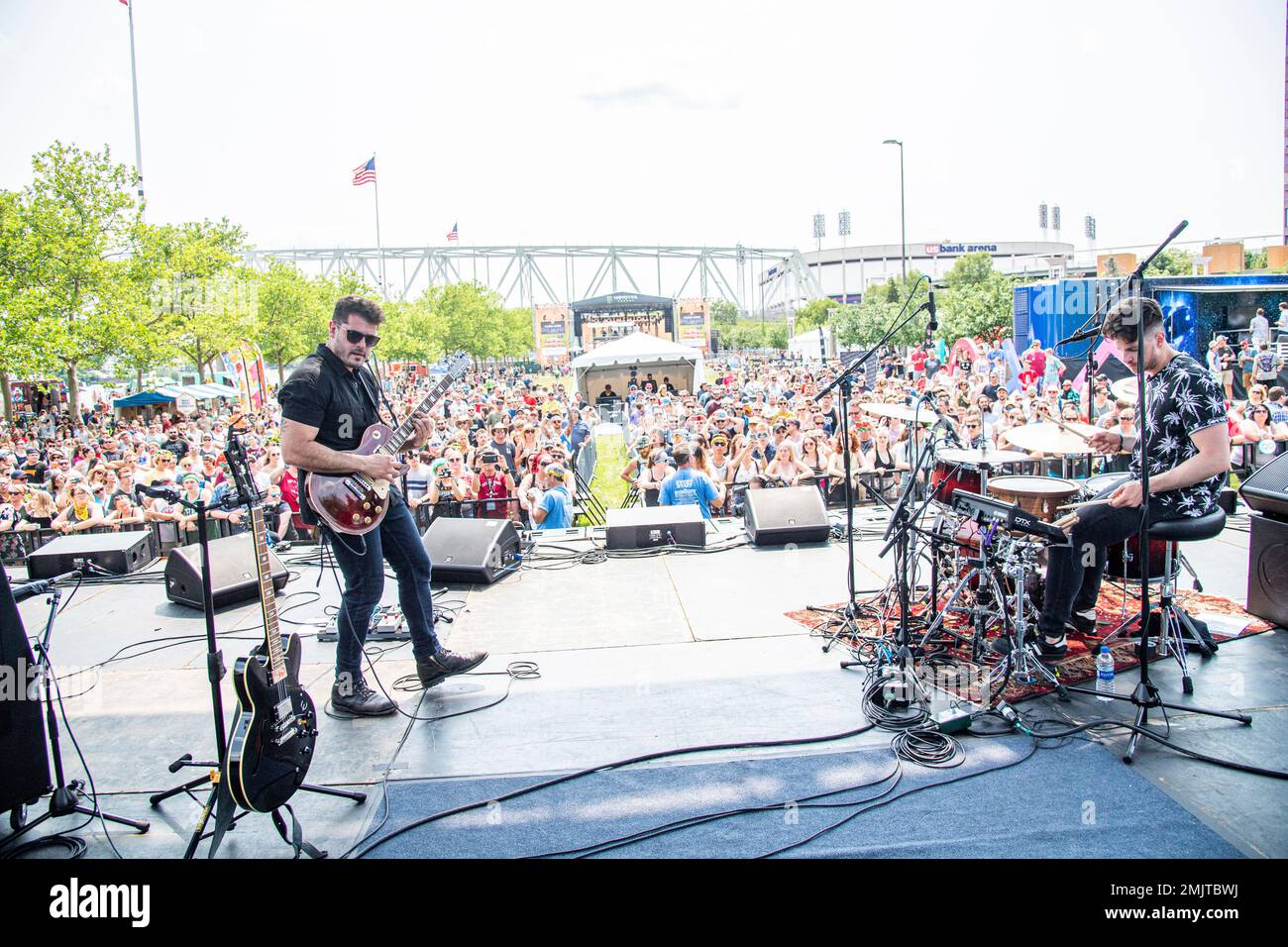 Justin Tessier, left, and Tarek Jafar of The Blue Stones perform at the ...