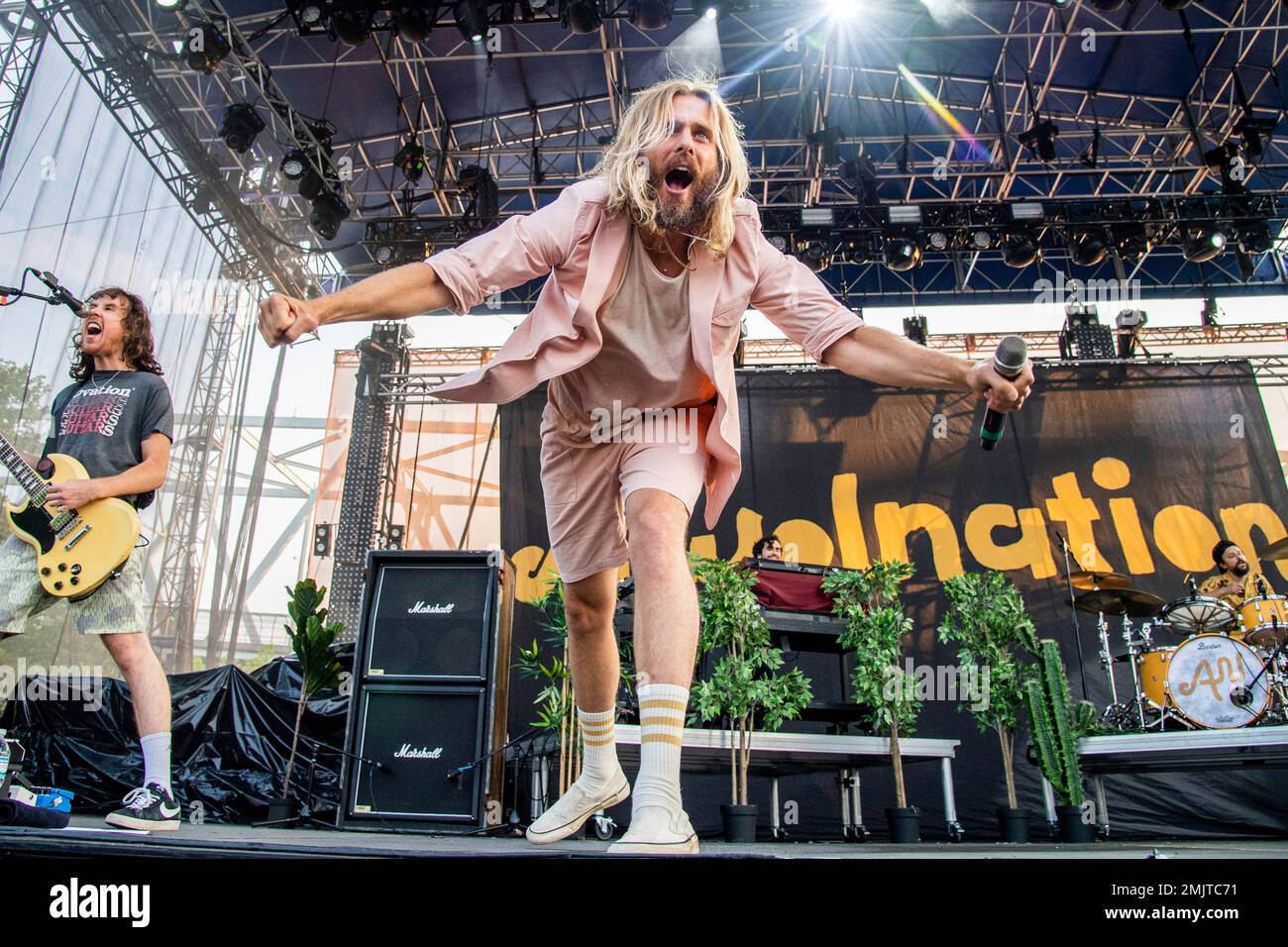 Aaron Bruno of AWOLNATION performs at the Bunbury Music Festival on ...