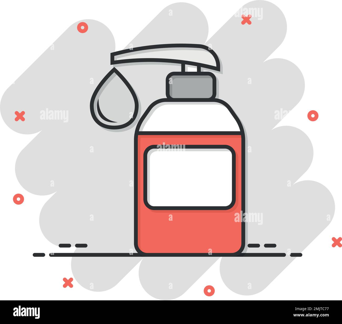 Hand sanitizer icon in comic style. Antiseptic bottle cartoon vector ...