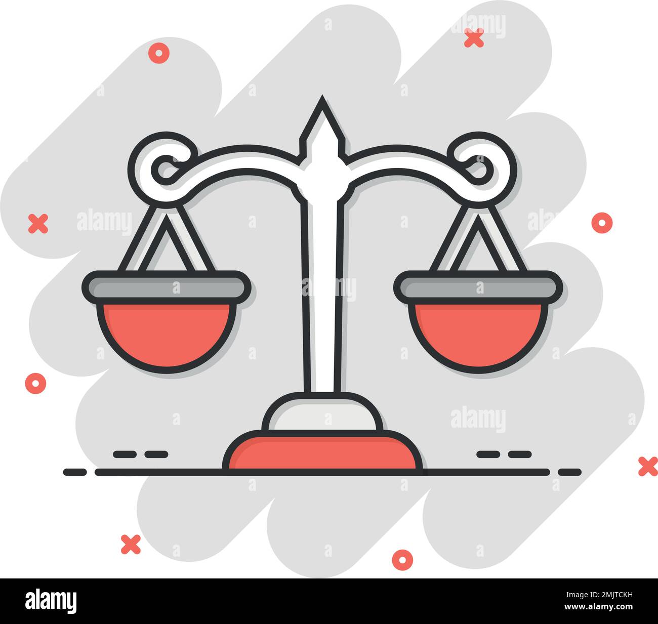 Scales icon in comic style. Libra cartoon vector illustration on ...