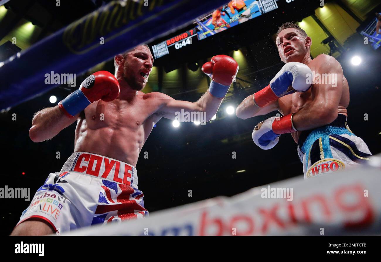 England's Tommy Coyle, left, punches Chris Algieri during the seventh ...