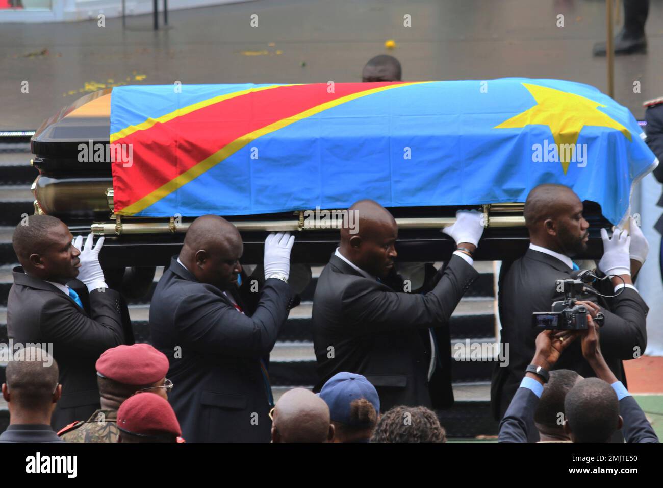 The coffin carrying the remains of longtime Congolese opposition leader ...