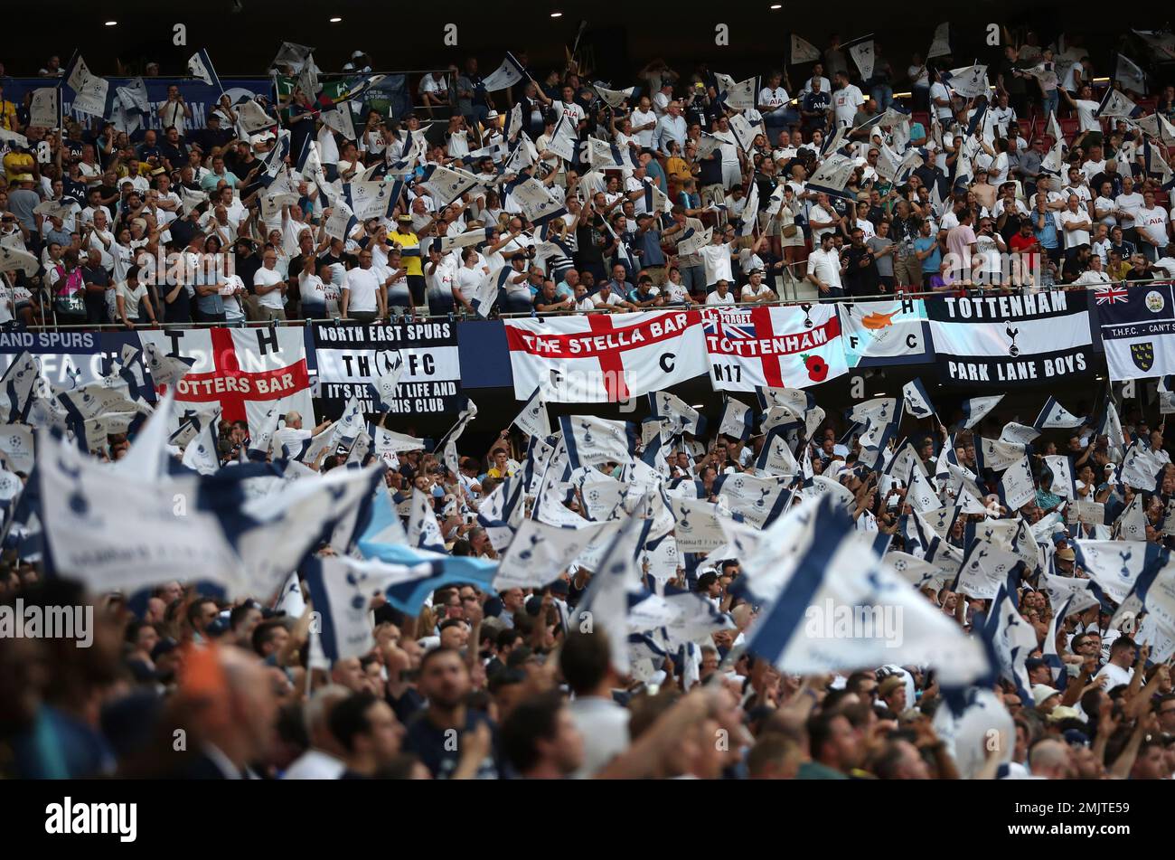Fans cheer prior the Champions League final soccer match between ...