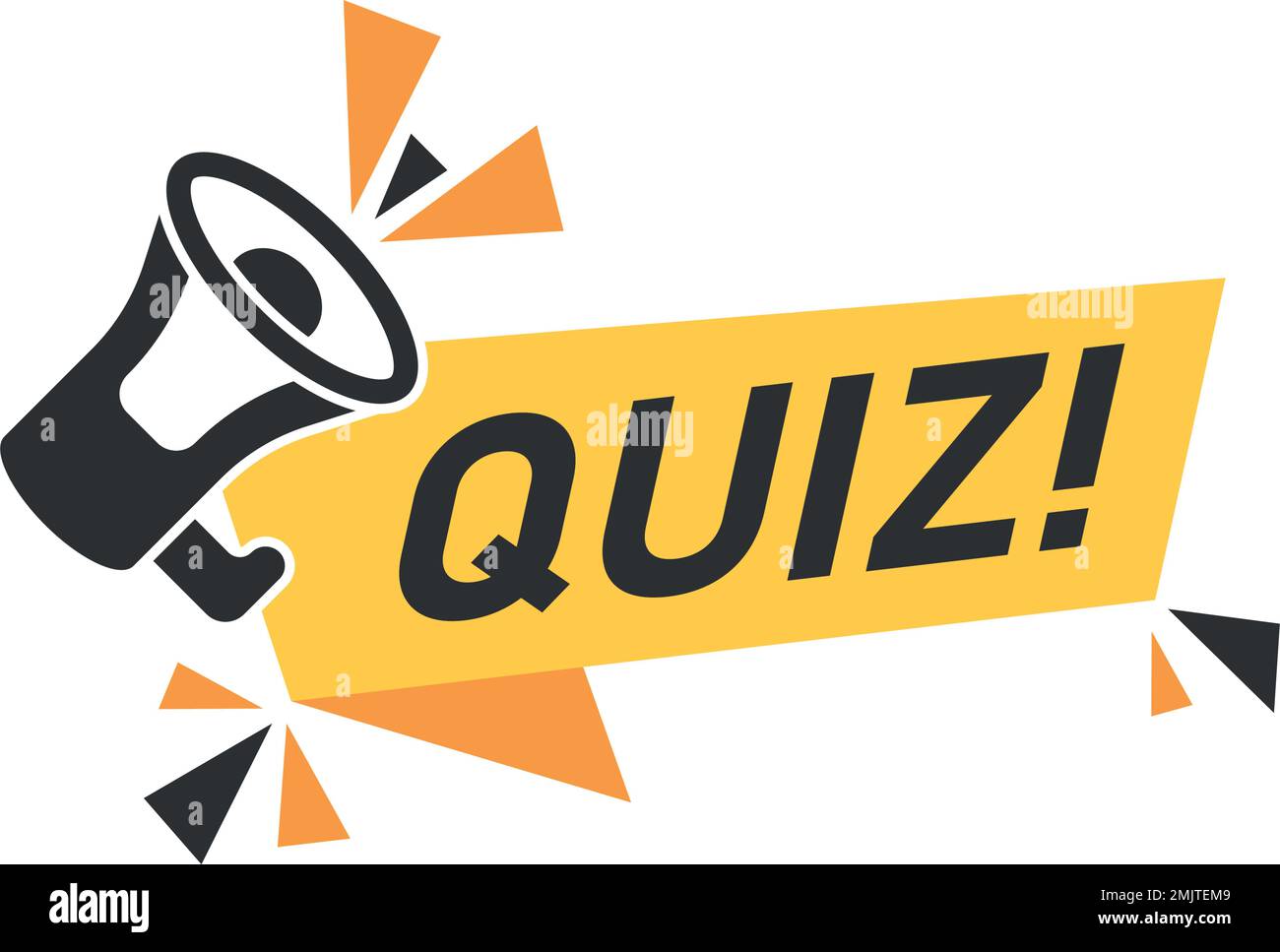 Megaphone with quiz speech bubble icon in flat style. Questionnaire ...