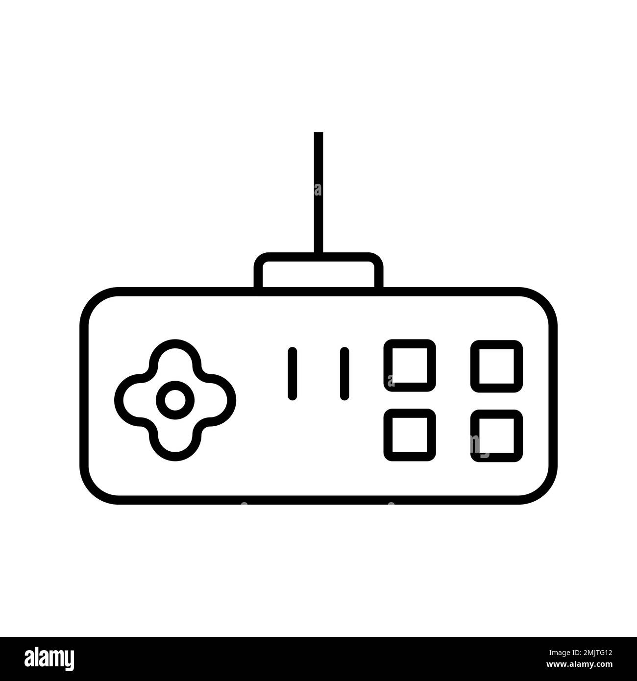 Game joystick icon line isolated on white background. Black flat thin ...