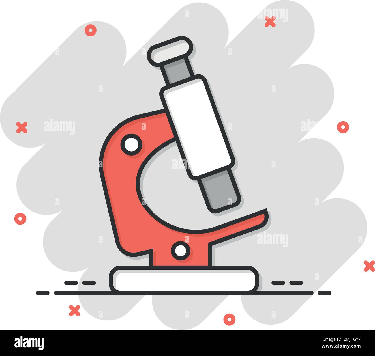 Microscope icon in comic style. Laboratory magnifier cartoon vector ...
