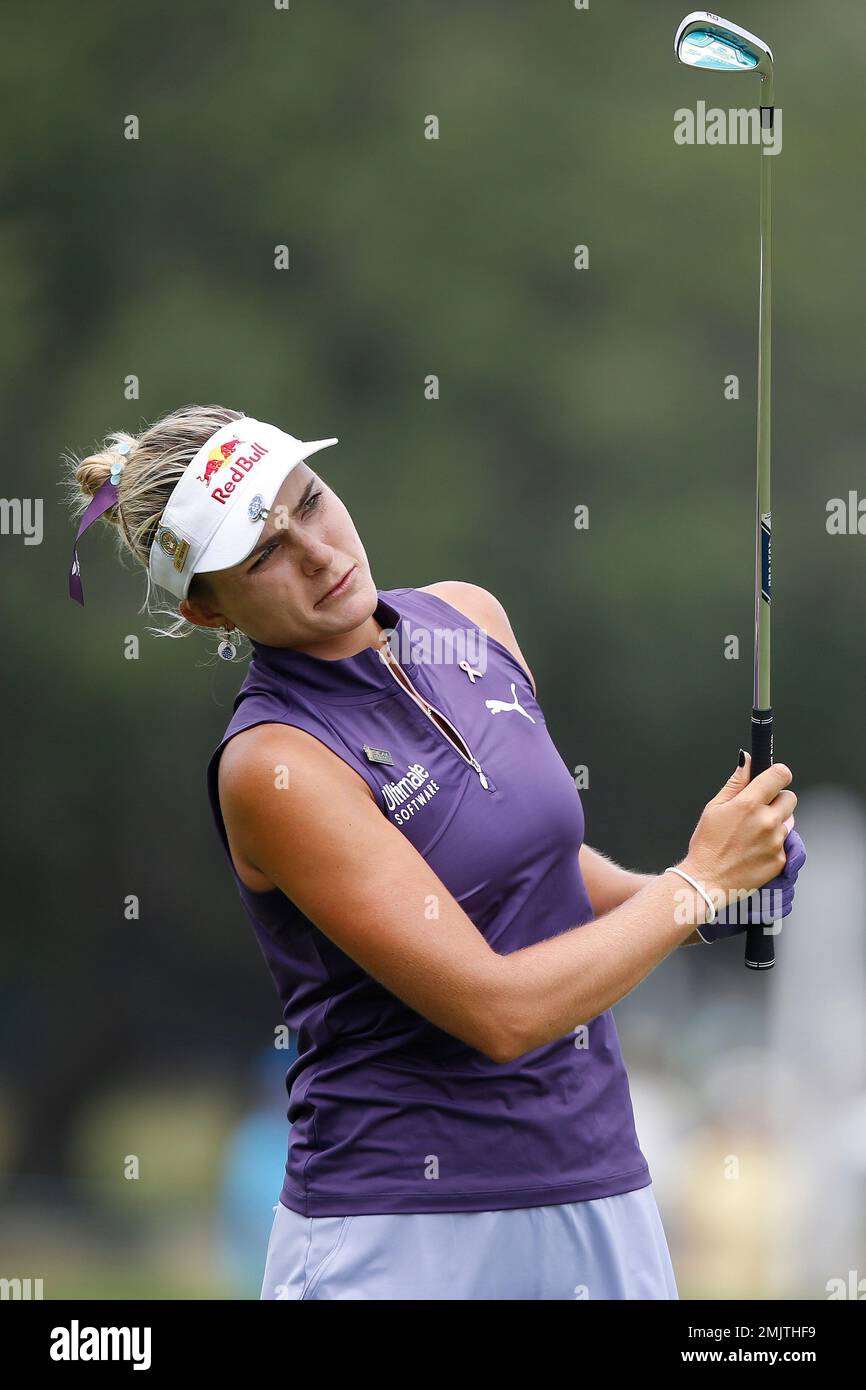 Lexi Thompson watches a her approach on the second hole during the ...
