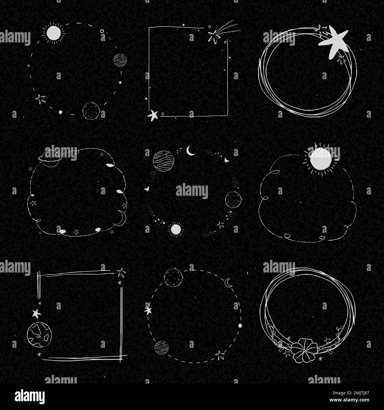 Minimal line art galaxy frame set vector Stock Vector Image & Art - Alamy