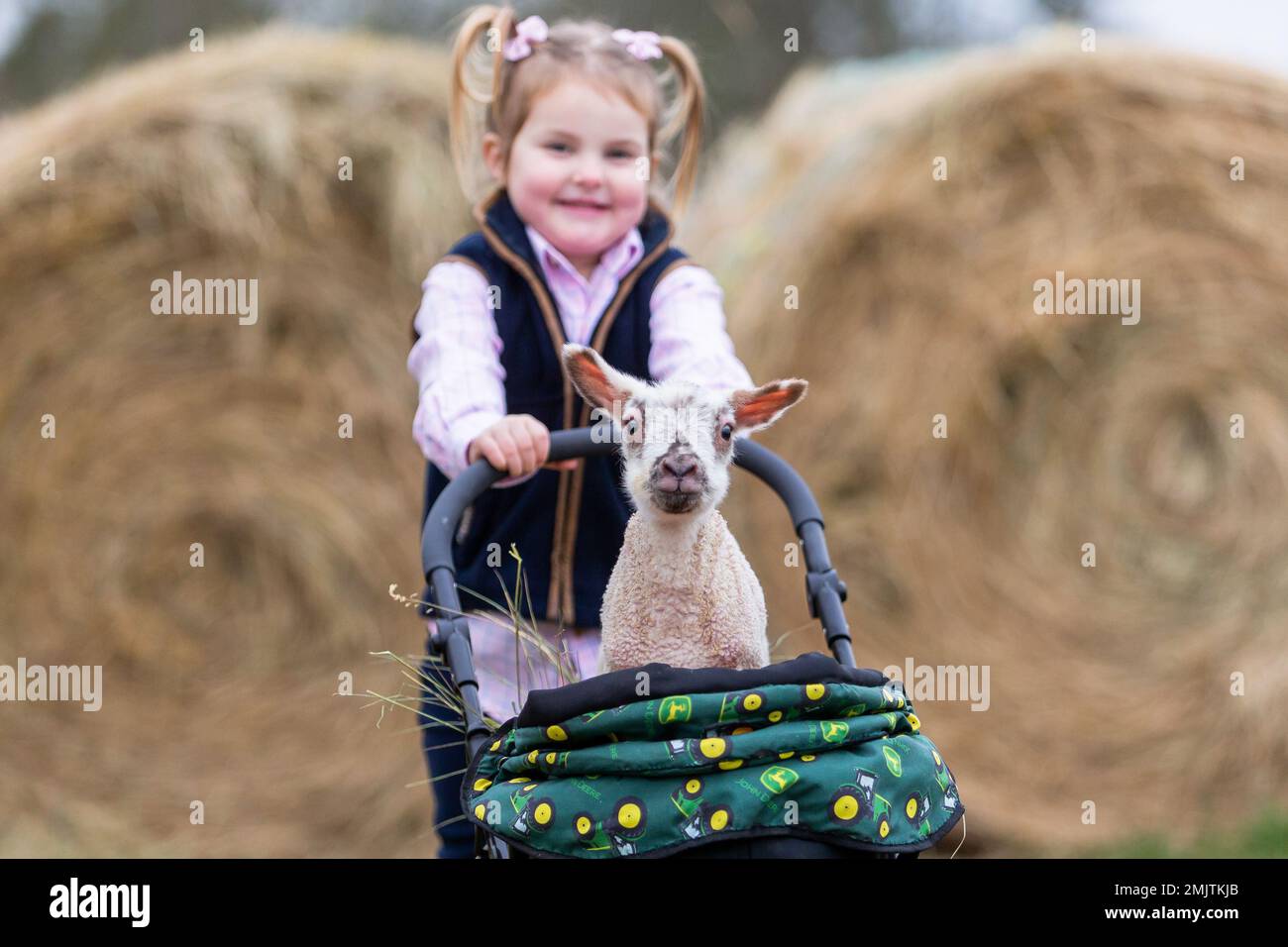 Arley, Worcestershire, UK. 28th Jan, 2023. 3-year-old Myla Mills plays ...