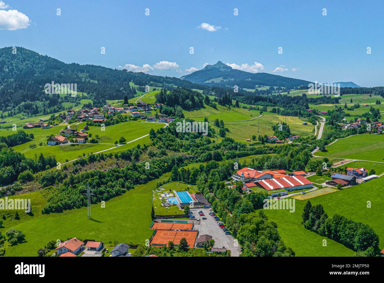 The beautiful nature around Wertach in bavarian Allgaeu from above ...