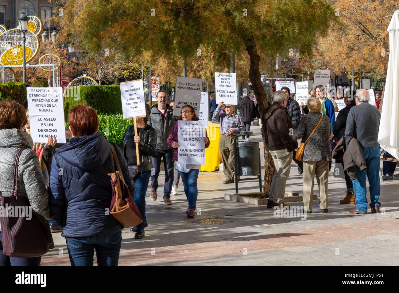 Granada, Spain; December-18, 2022: Concentration of people ...
