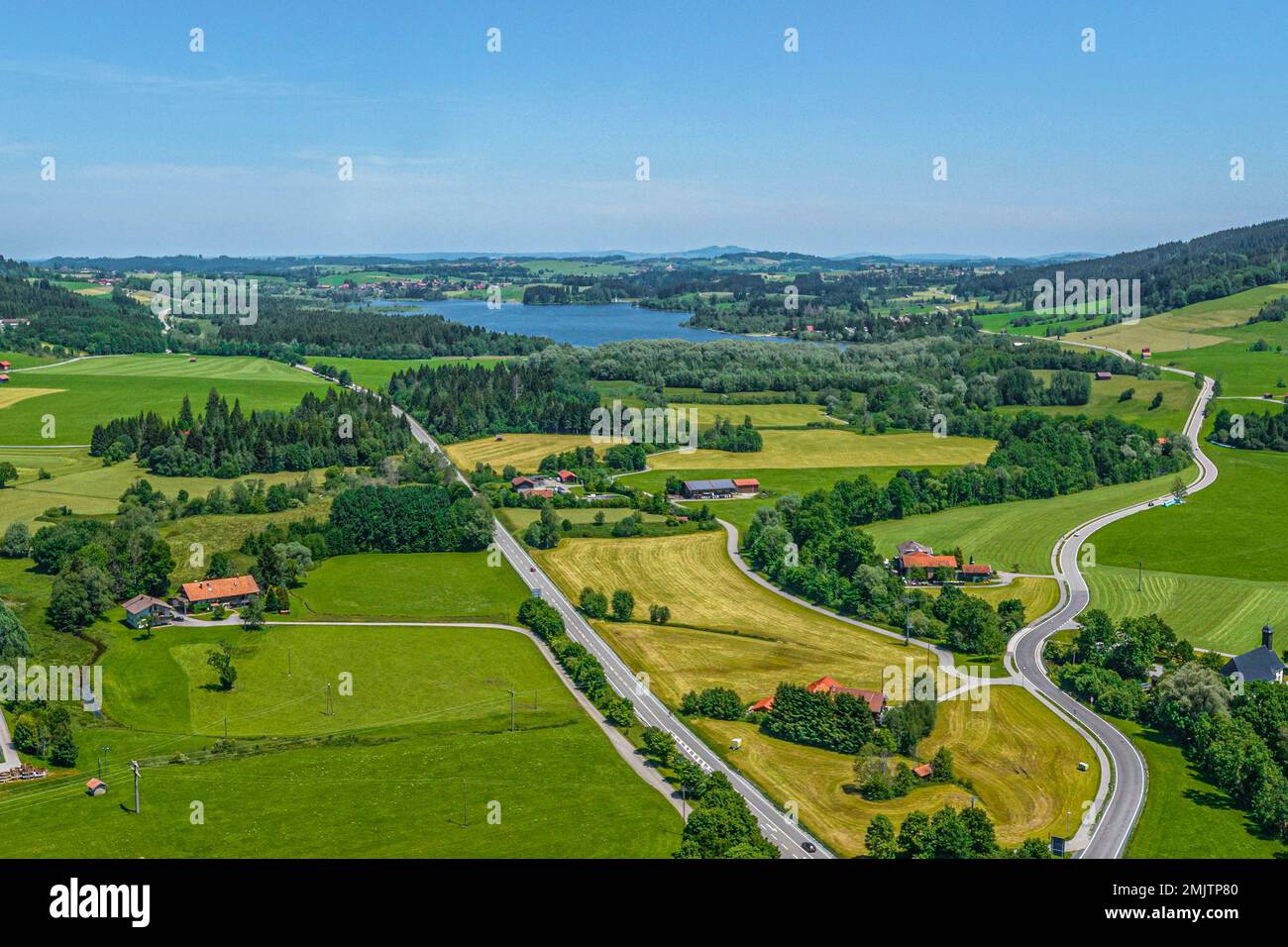 The beautiful nature around Wertach in bavarian Allgaeu from above ...