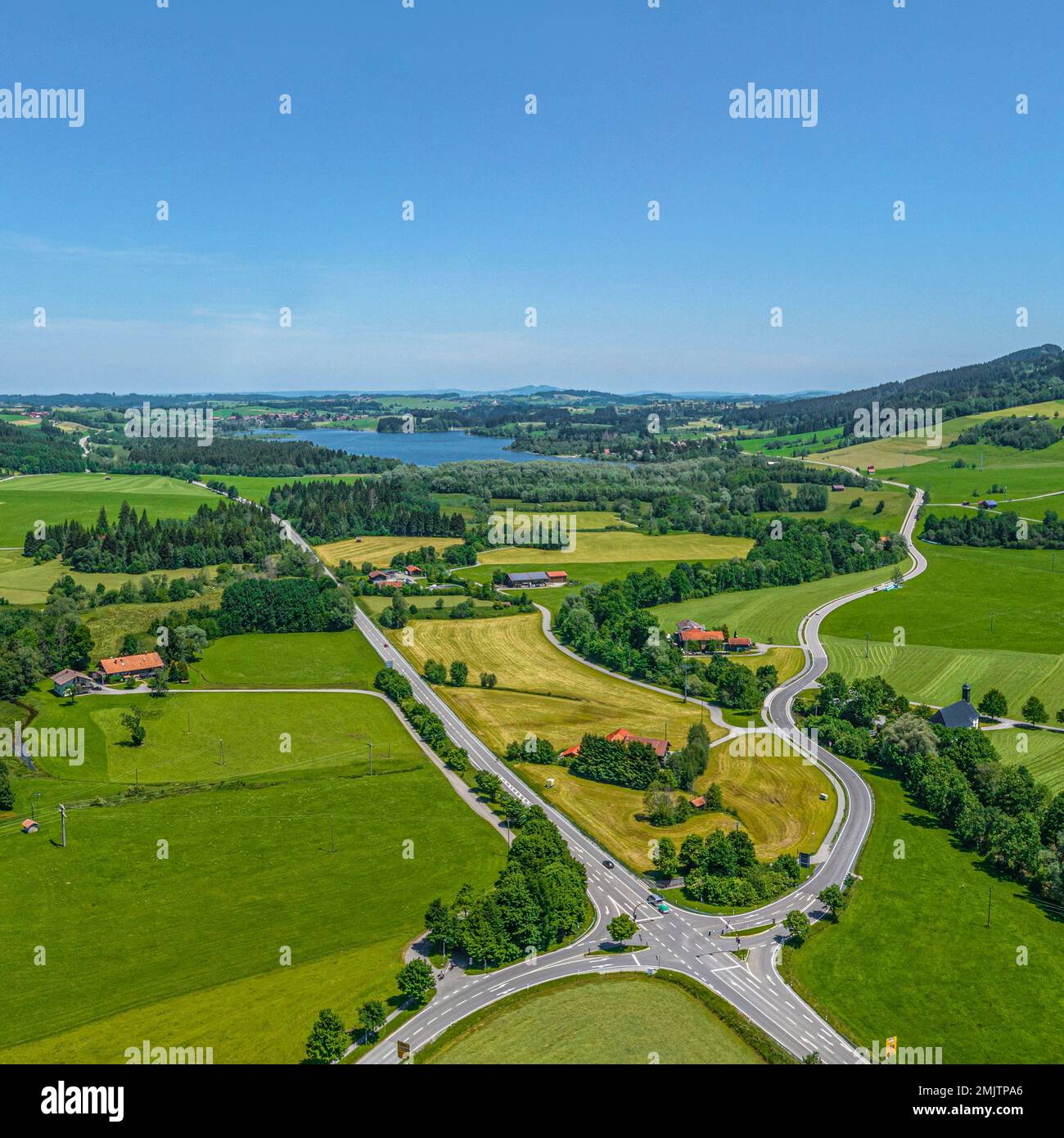 The beautiful nature around Wertach in bavarian Allgaeu from above ...
