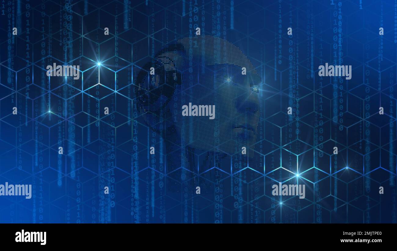 Digital internet cyber security technology concept - silhouette of ...