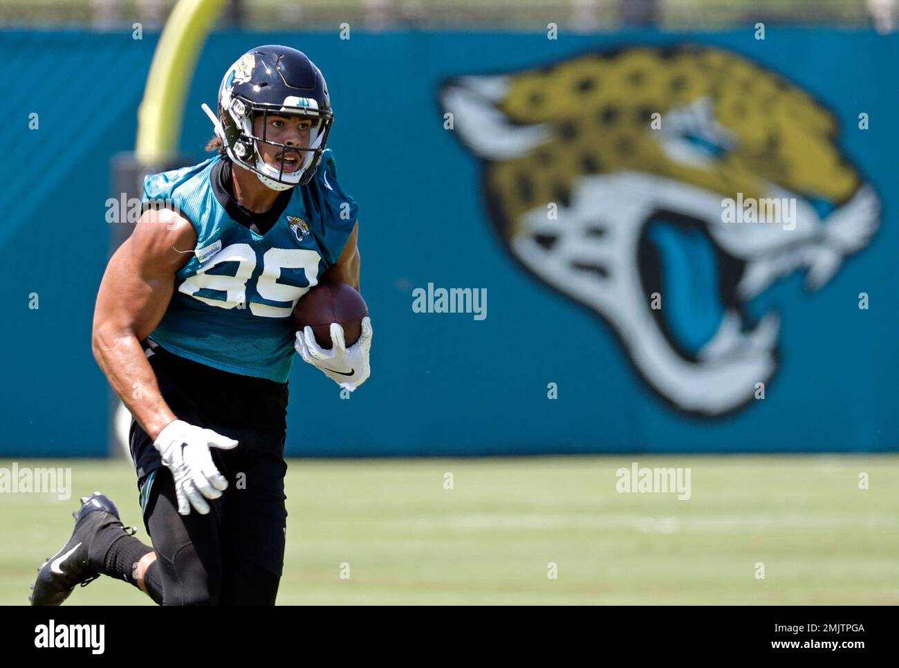 Jacksonville Jaguars tight end Josh Oliver runs after a reception ...