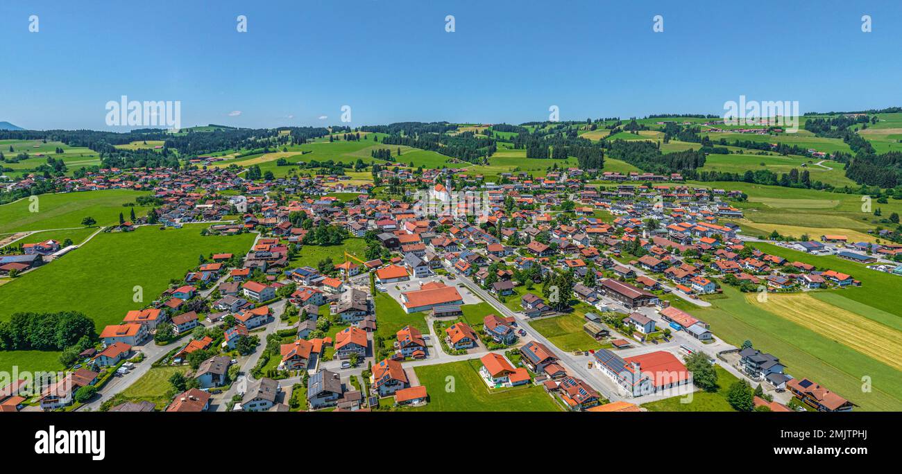 The beautiful nature around Wertach in bavarian Allgaeu from above ...