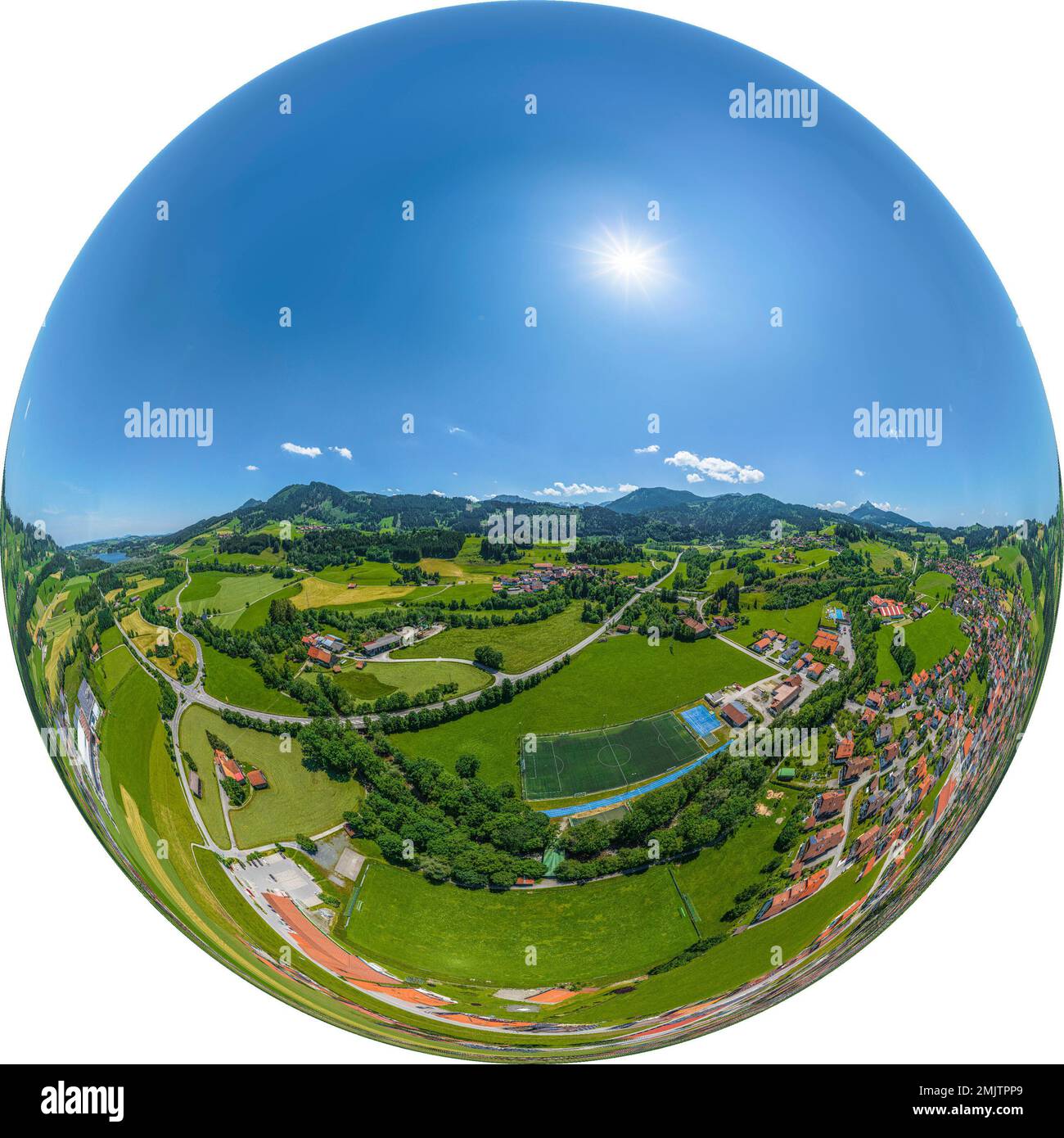 The beautiful nature around Wertach in bavarian Allgaeu from above ...