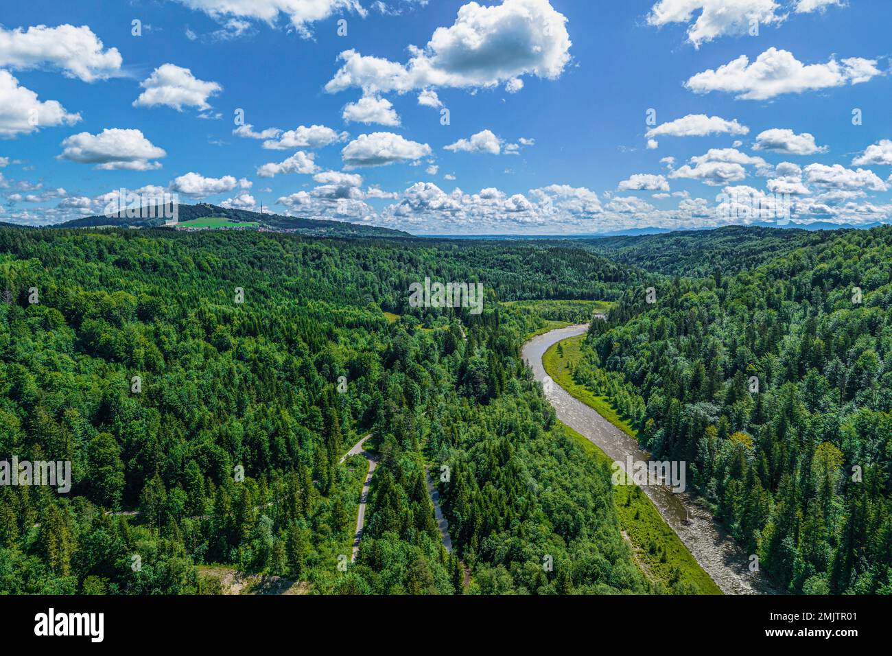 Aerial view to the beautiful nature in the Ammer Gorge between Paiting ...