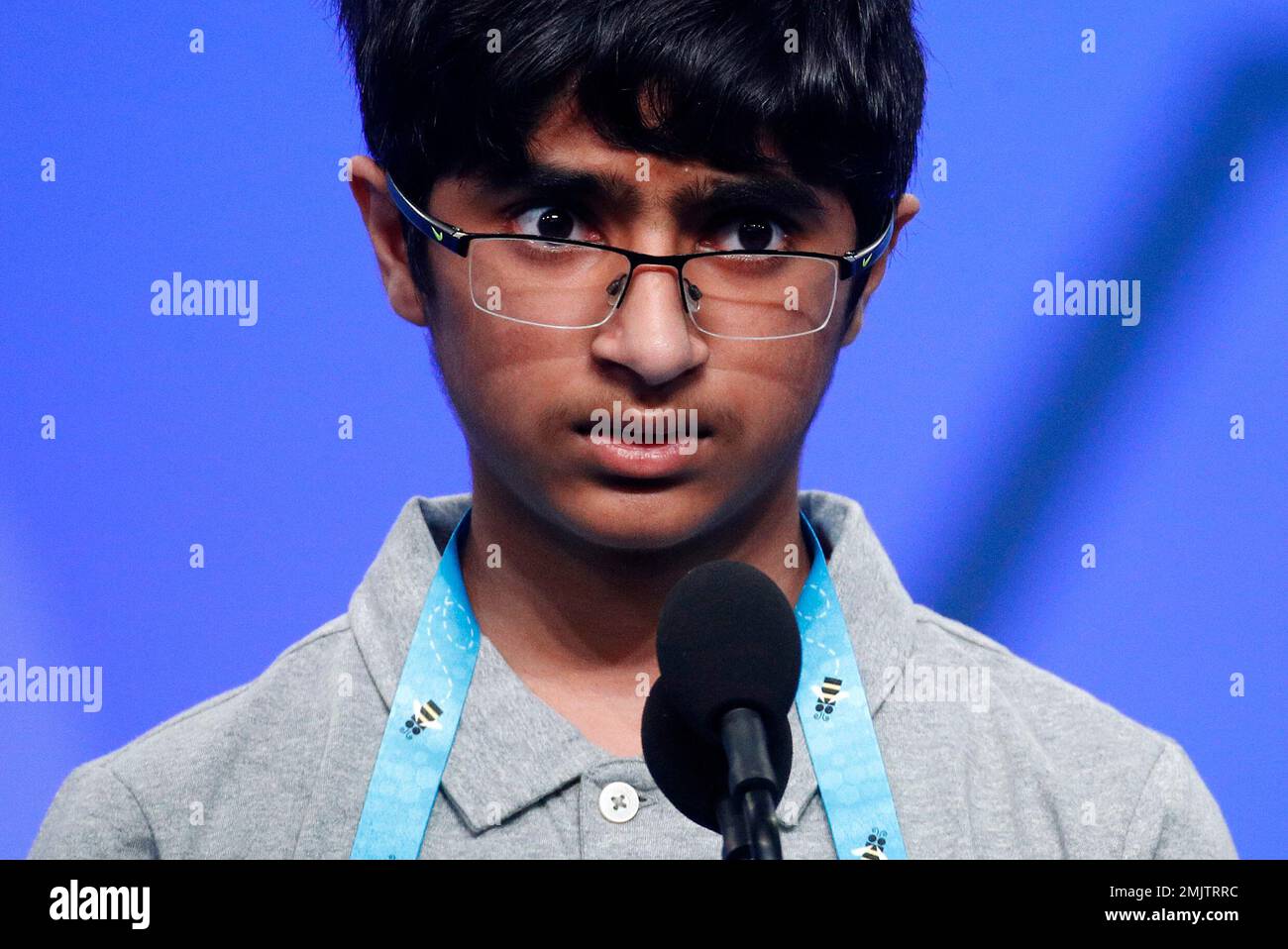 Saketh Sundar, 13, of Clarksville, Md., competes in the finals of the ...