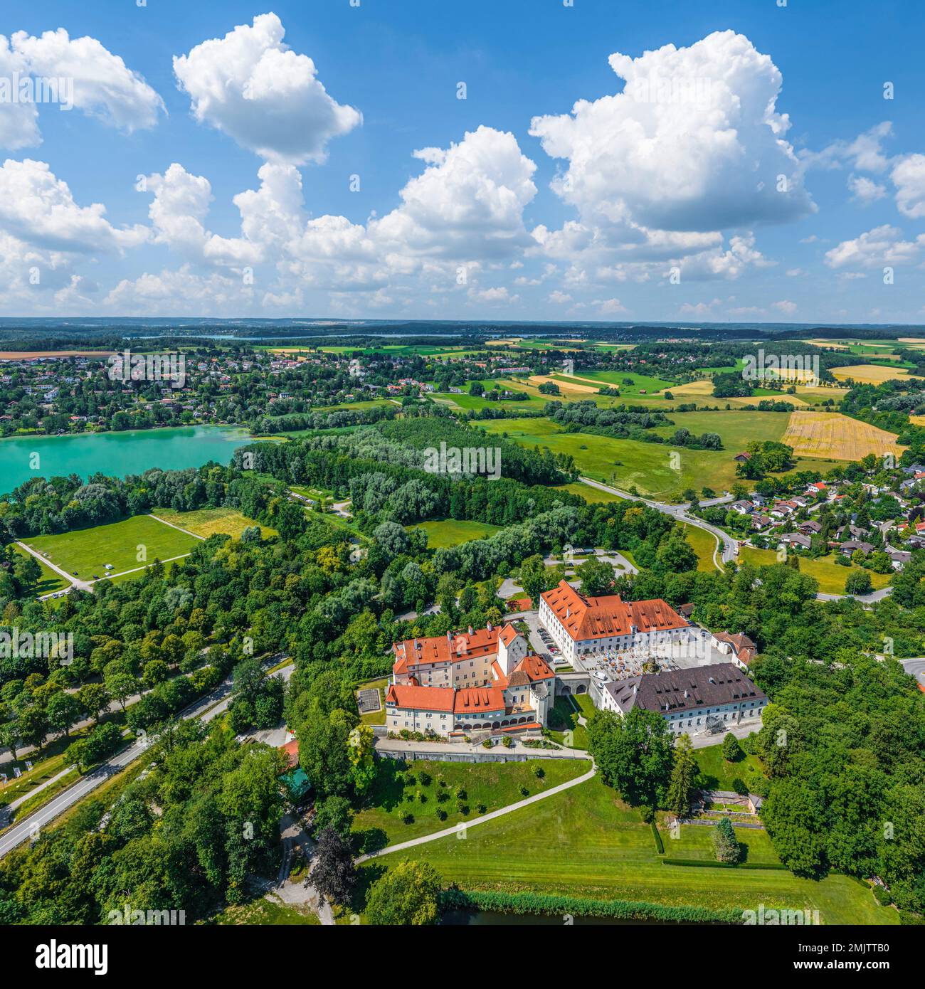 The beautiful region around the castle of Seefeld near the Pilsensee in ...