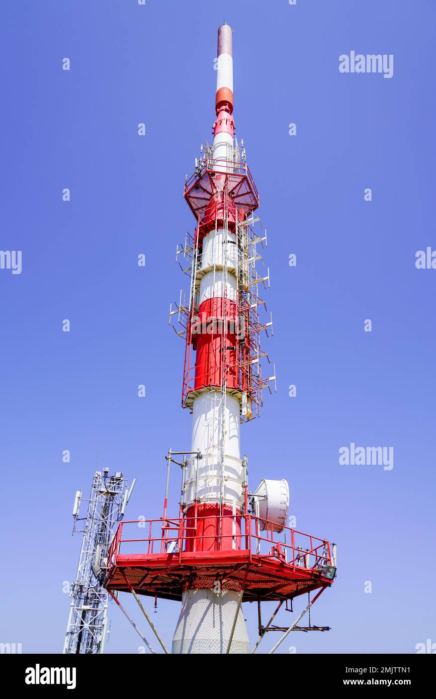 antenna relay phone in summit of Mount Larrun telecommunications Stock ...