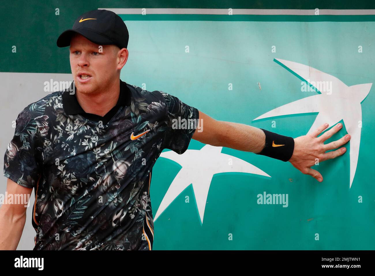 Britain's Kyle Edmund waits to play a shot against Uruguay's Pablo ...