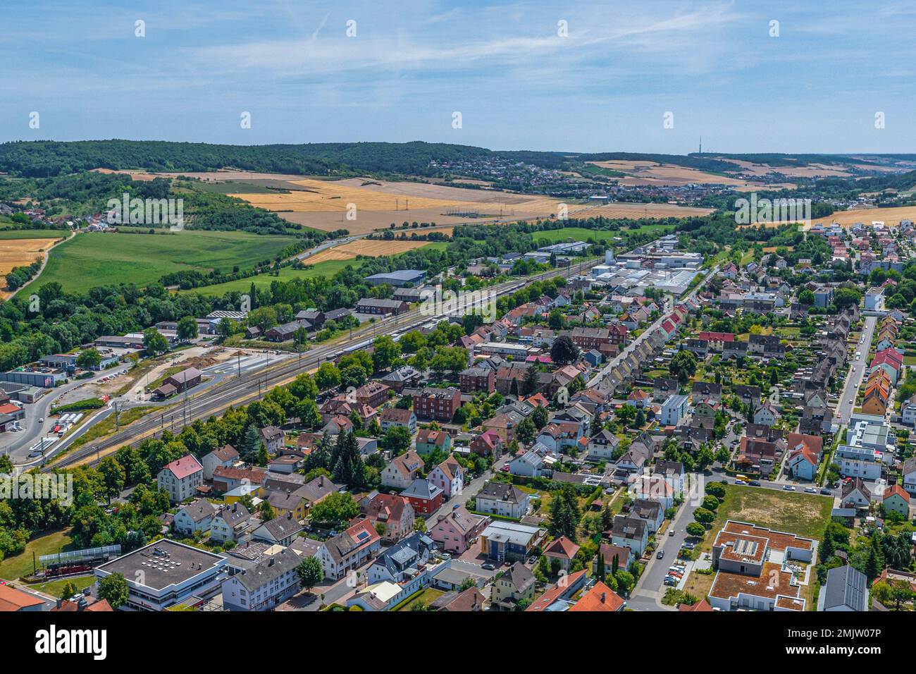 The idyllic town called Lauda in the Tauber Valley from above Stock ...