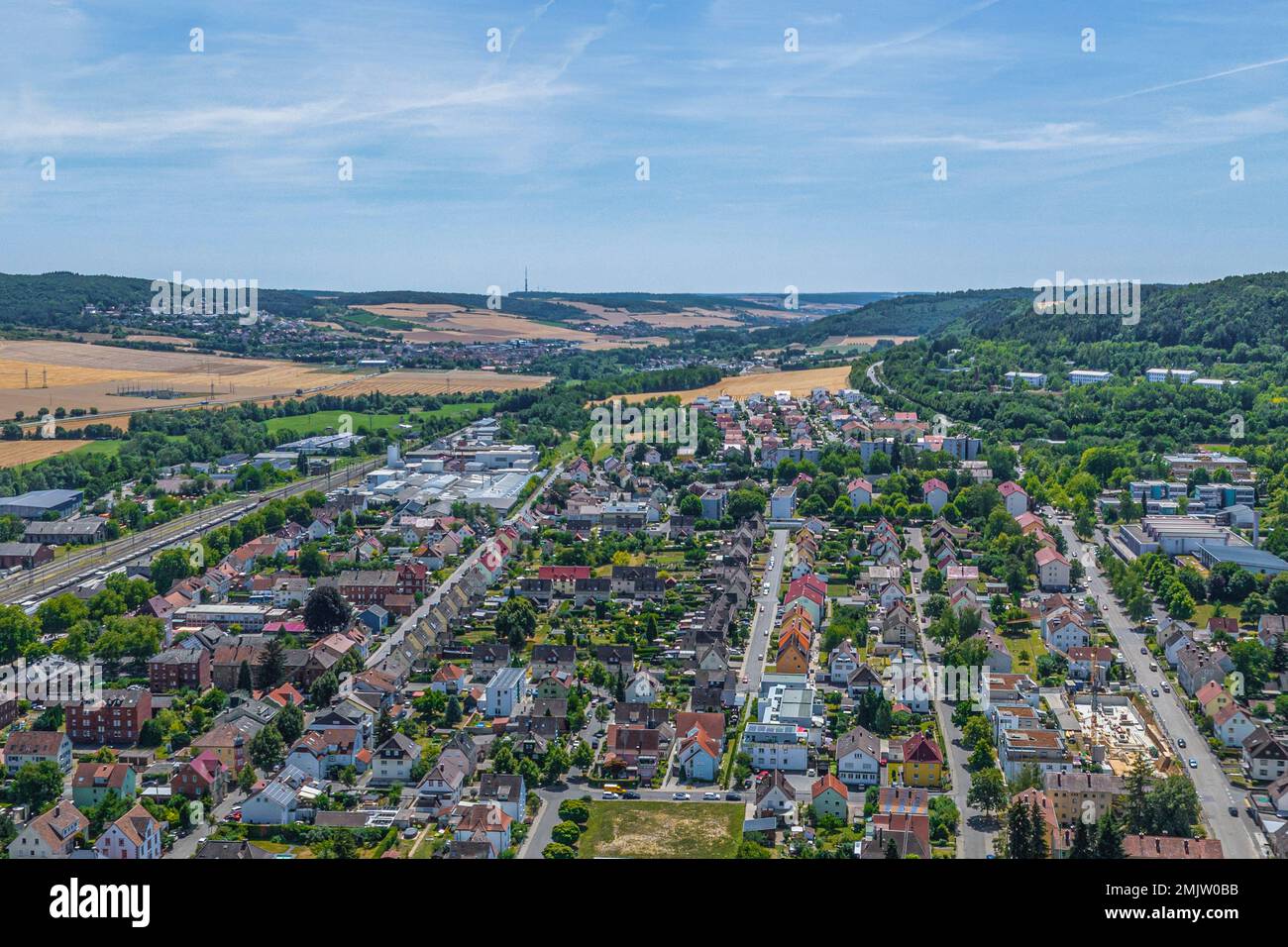 The idyllic town called Lauda in the Tauber Valley from above Stock ...