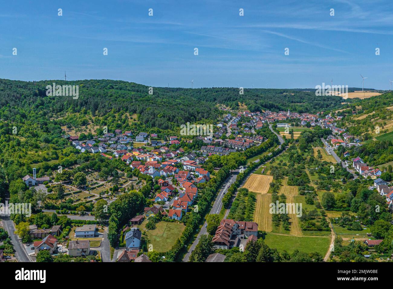 The idyllic town called Lauda in the Tauber Valley from above Stock ...