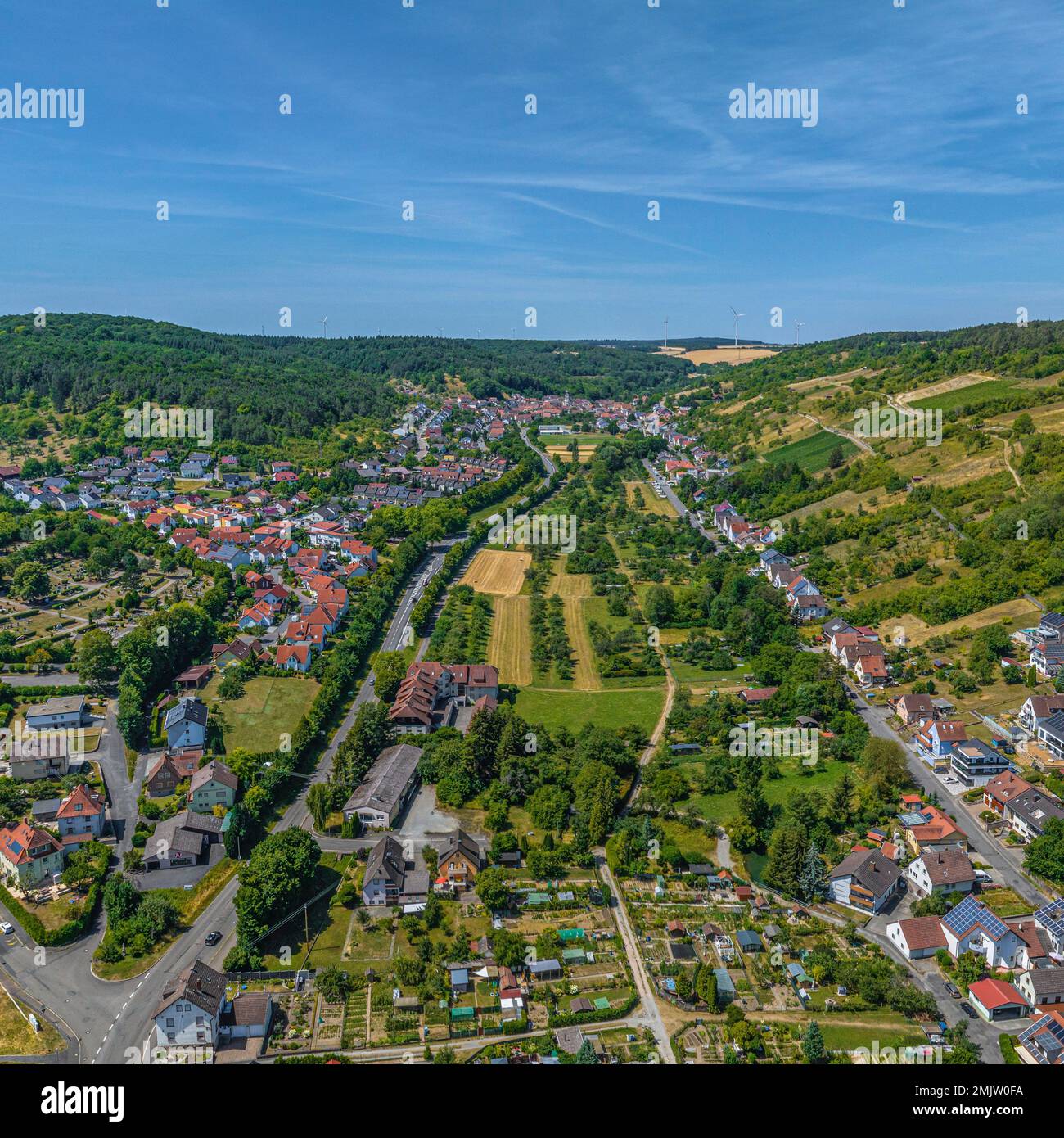 The idyllic town called Lauda in the Tauber Valley from above Stock ...