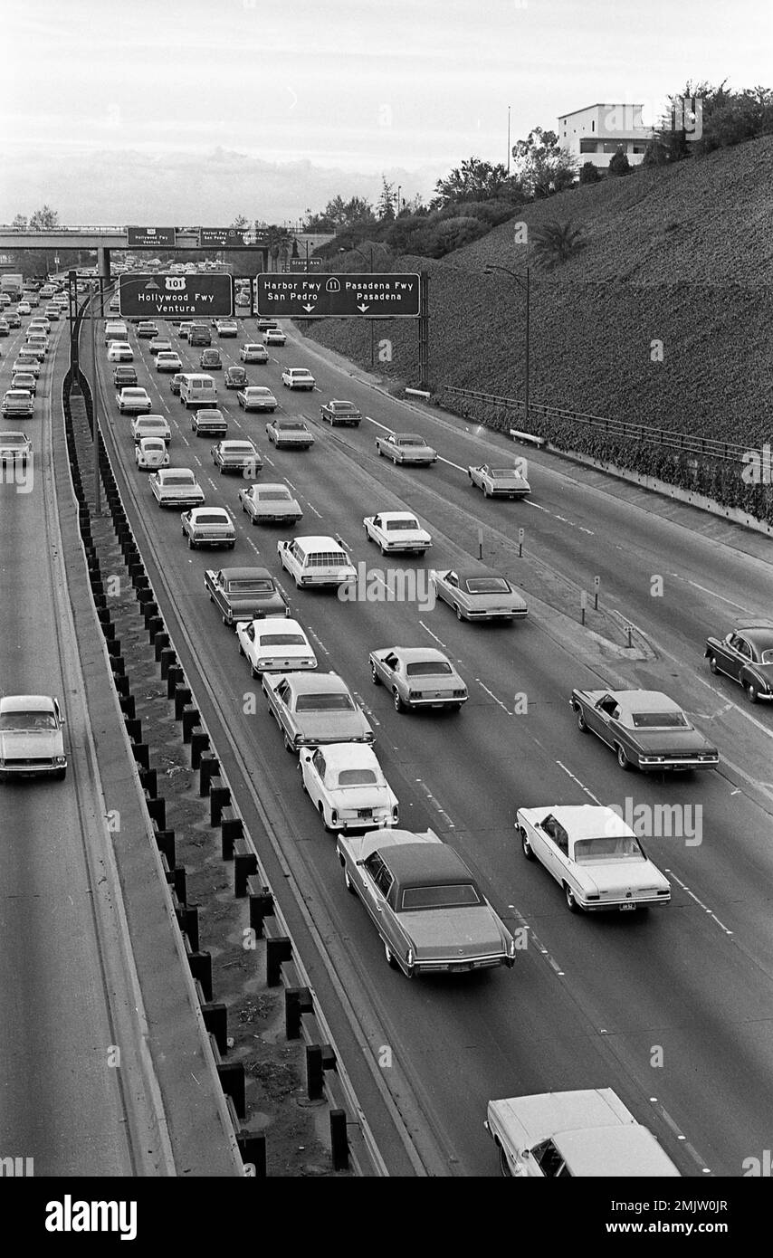 Aerial view of a highway with cars, California, USA, 1970 Stock Photo ...