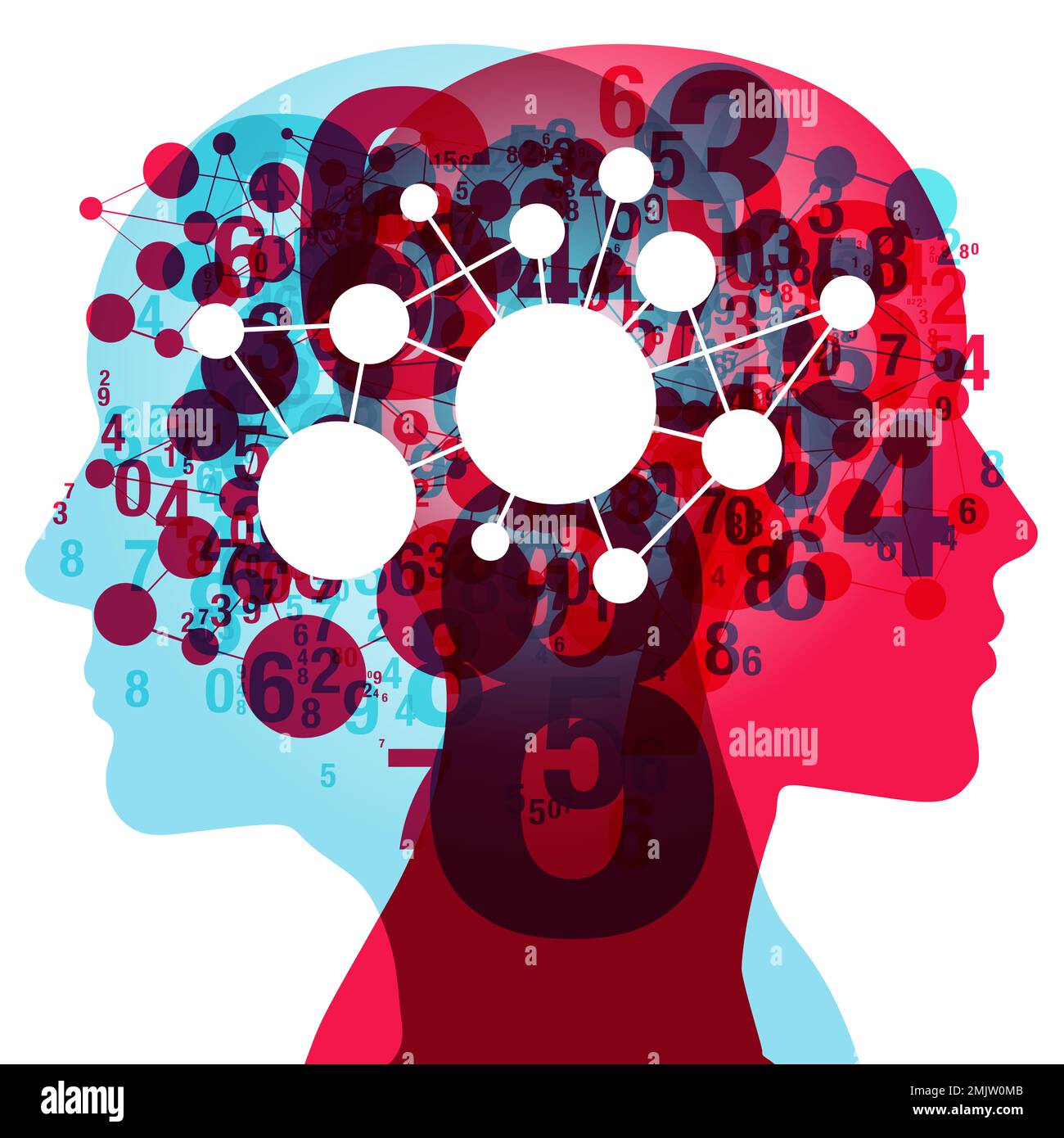 2-person back-to-back silhouette overlaid with semi-transparent ...