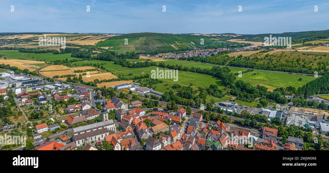 The idyllic town called Lauda in the Tauber Valley from above Stock ...