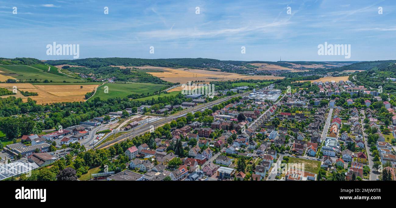The idyllic town called Lauda in the Tauber Valley from above Stock ...