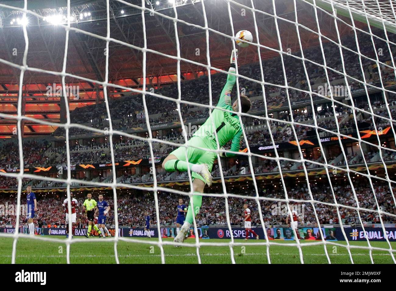 Chelsea goalkeeper Kepa Arrizabalaga makes a save during the Europa ...