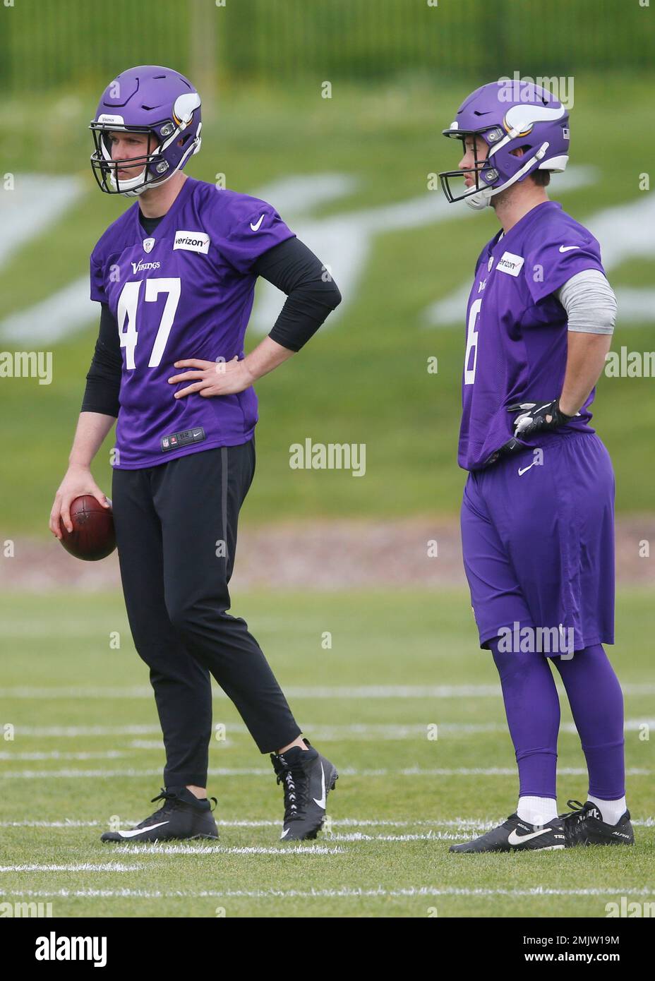 Minnesota Vikings long snapper Kevin McDermott (47) and punter Matt ...
