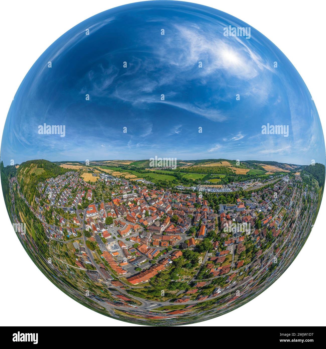 The idyllic town called Lauda in the Tauber Valley from above Stock ...