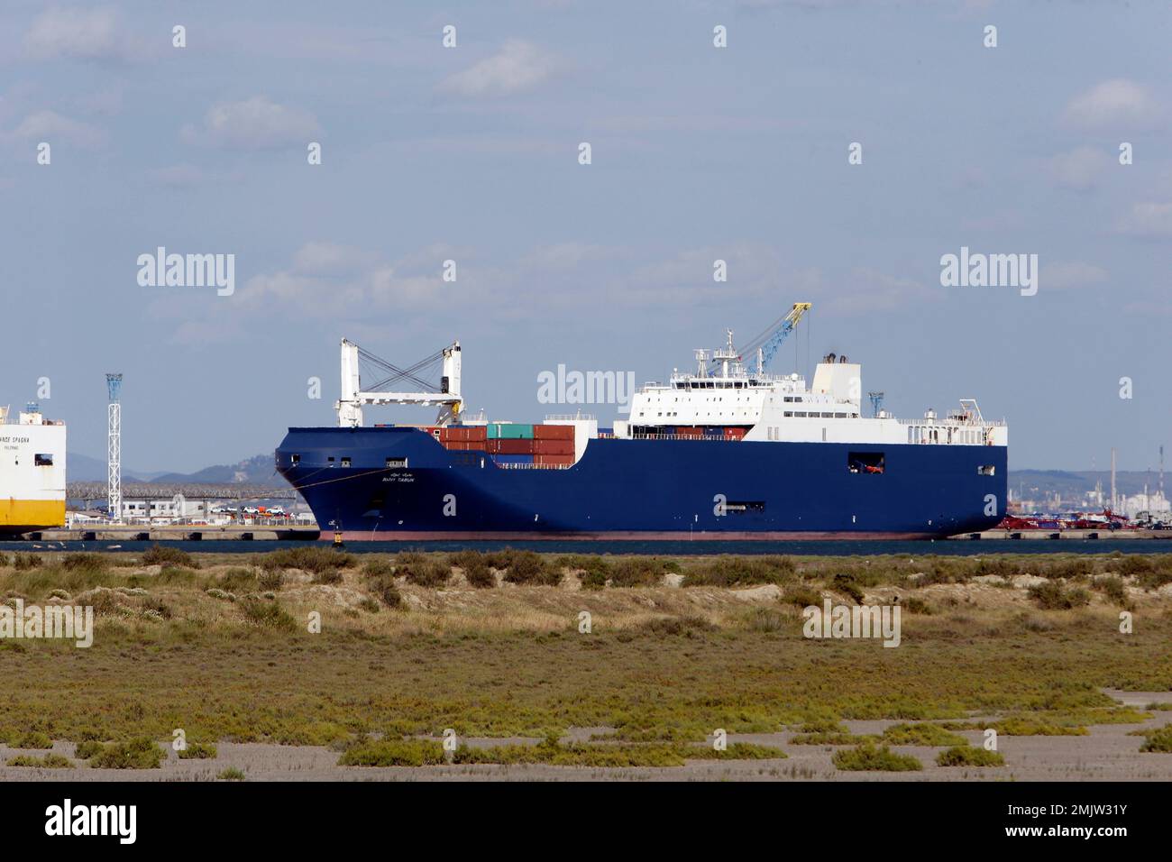 The Saudi cargo ship Bahri Tabuk docks in Fos-sur-Mer, southern France ...