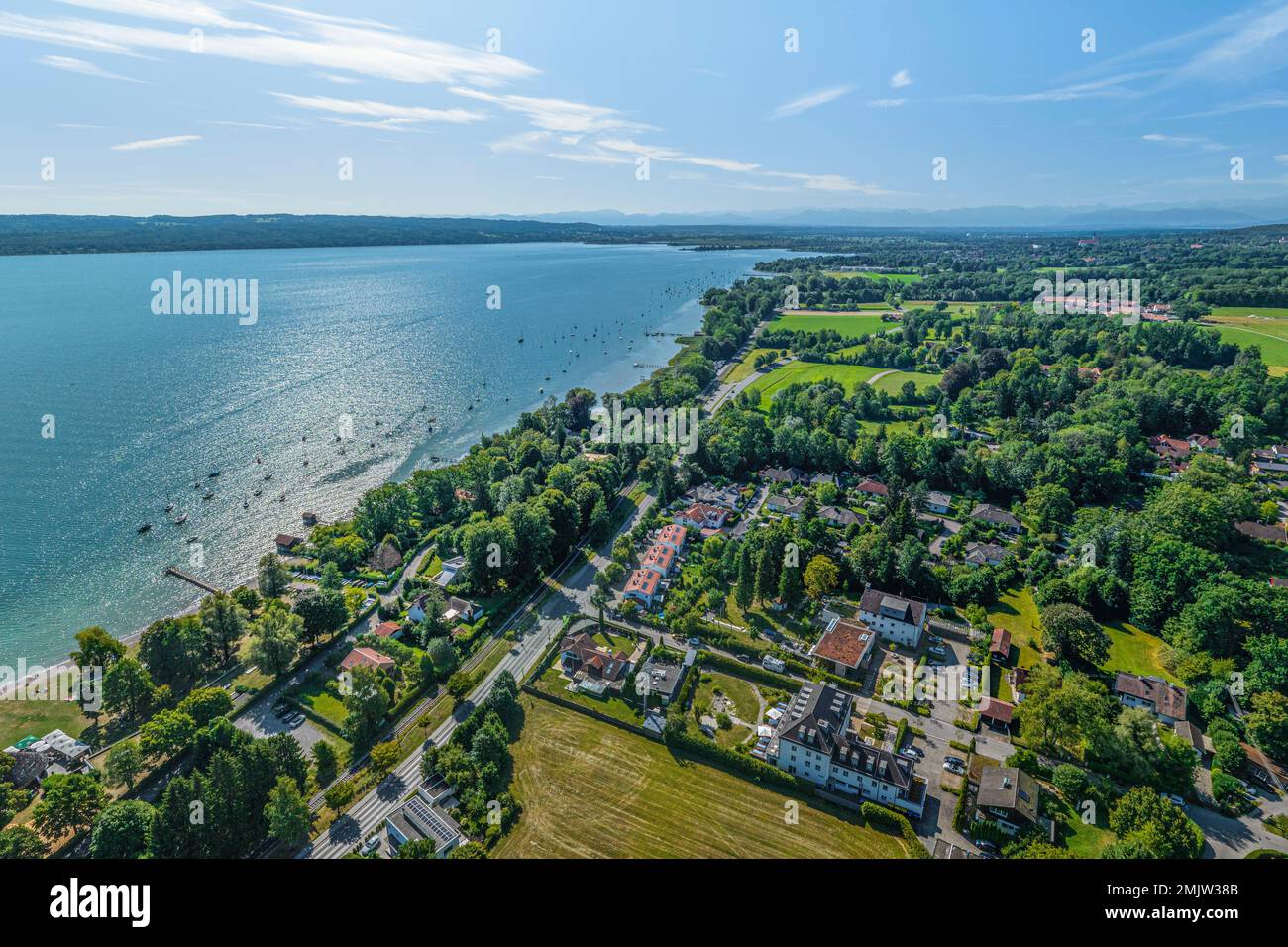 The idyllic village of Riederau on Ammersee in Bavaria from above Stock ...