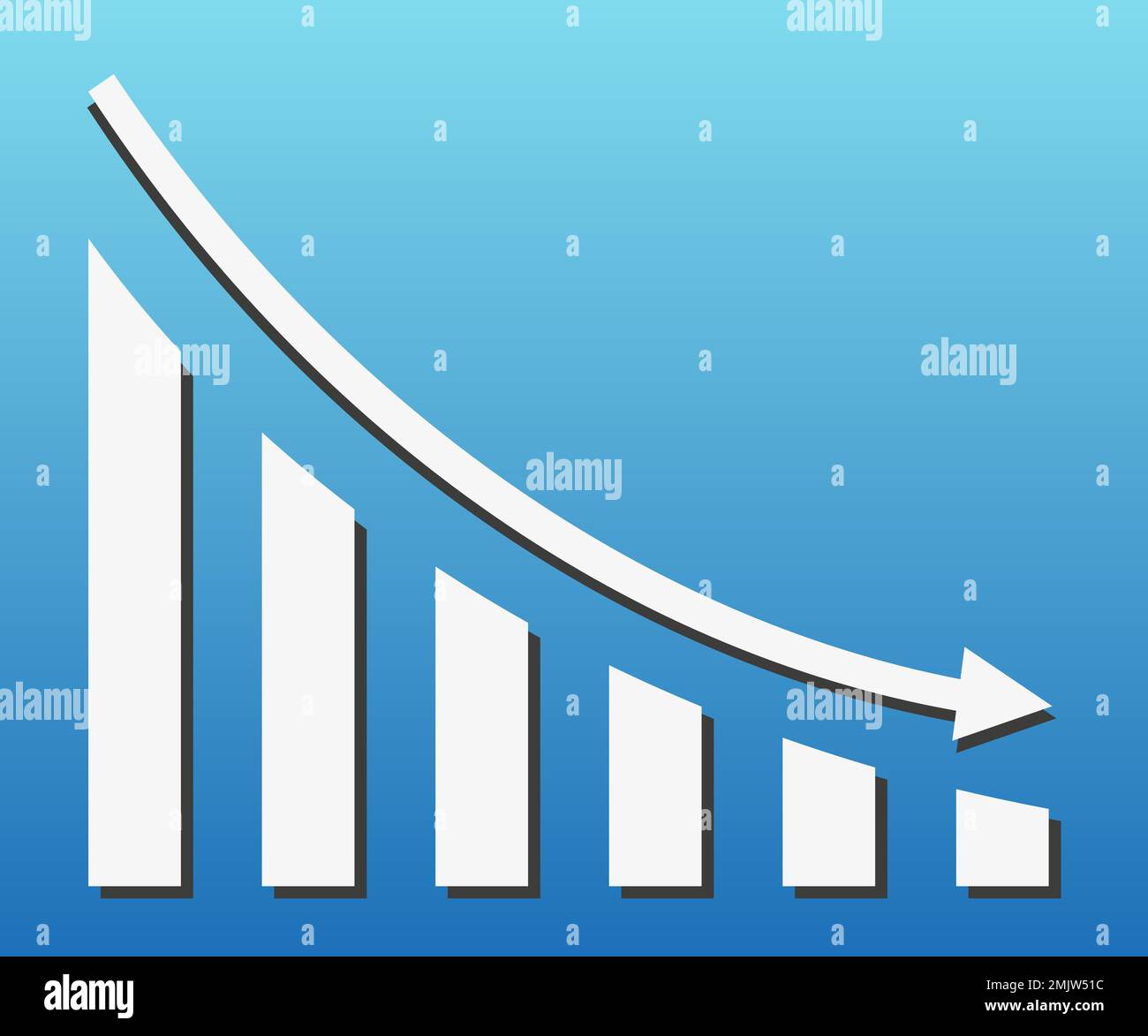 Graph with decrease report. Diagram with recession and bankruptcy progress. Business and finance ...