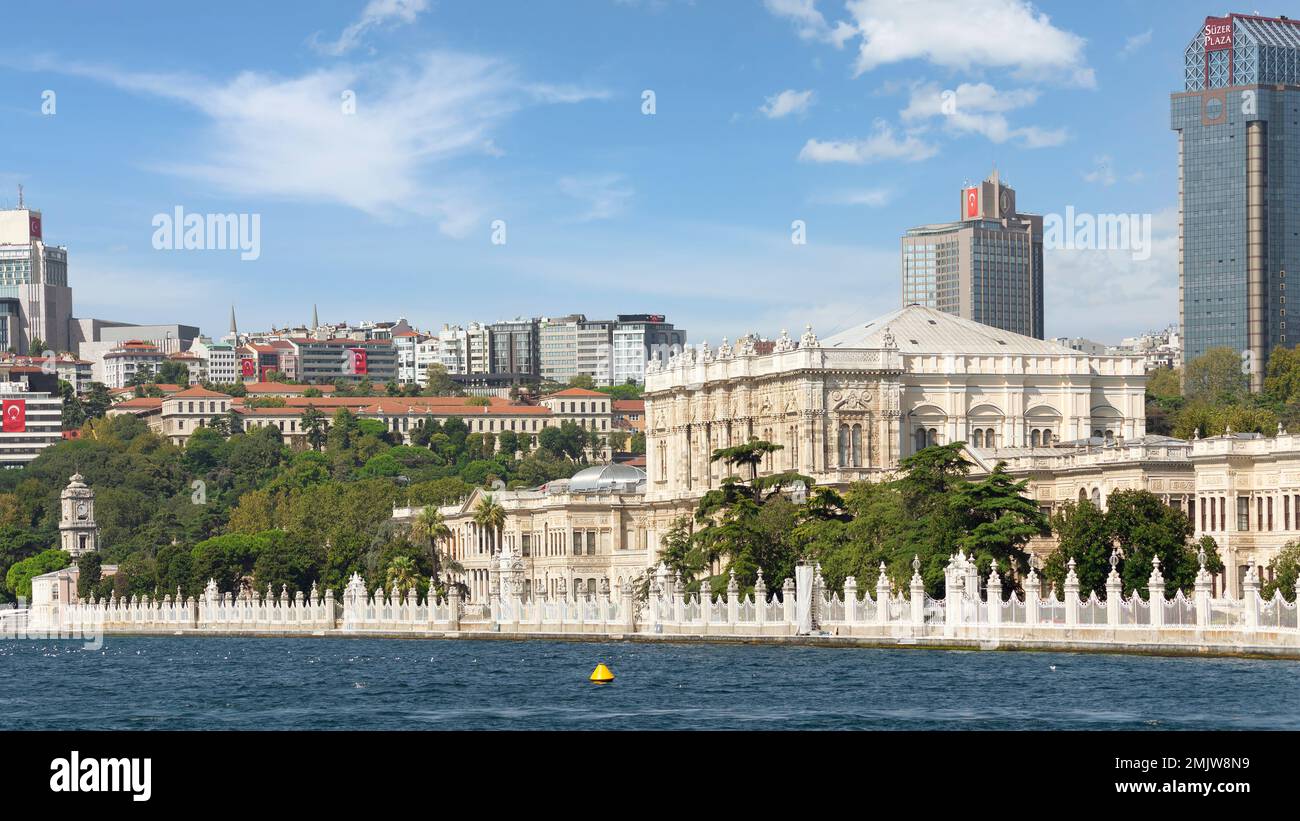 Dolmabahce Palace, located at Besiktas district of Istanbul, Turkey, on ...