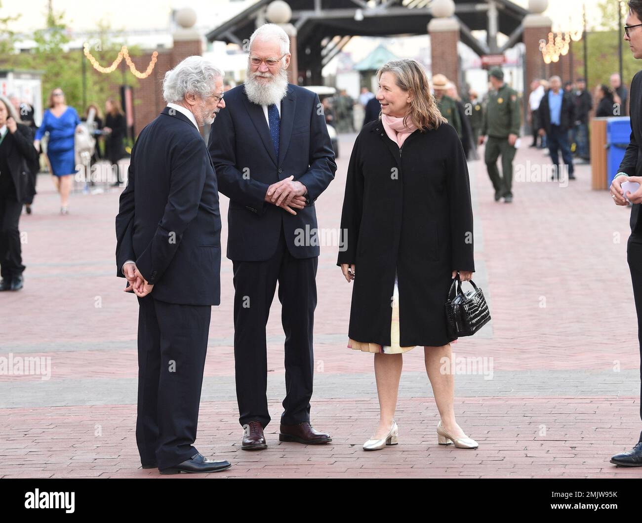 Talk show host David Letterman, center, and wife Regina Lasko attend ...