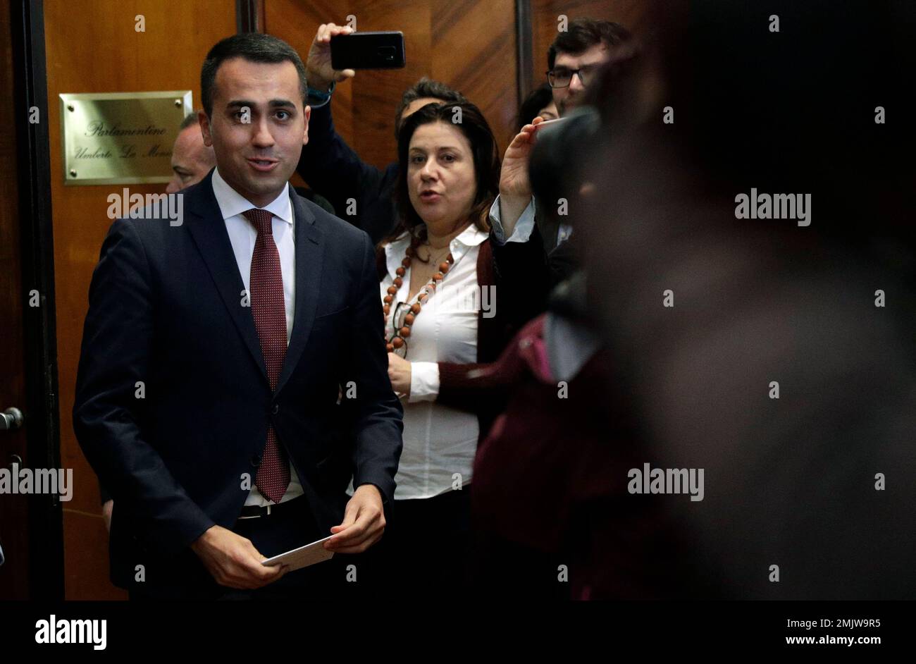 Leader of Five-Star Movement, Luigi Di Maio, arrives to meet the media ...