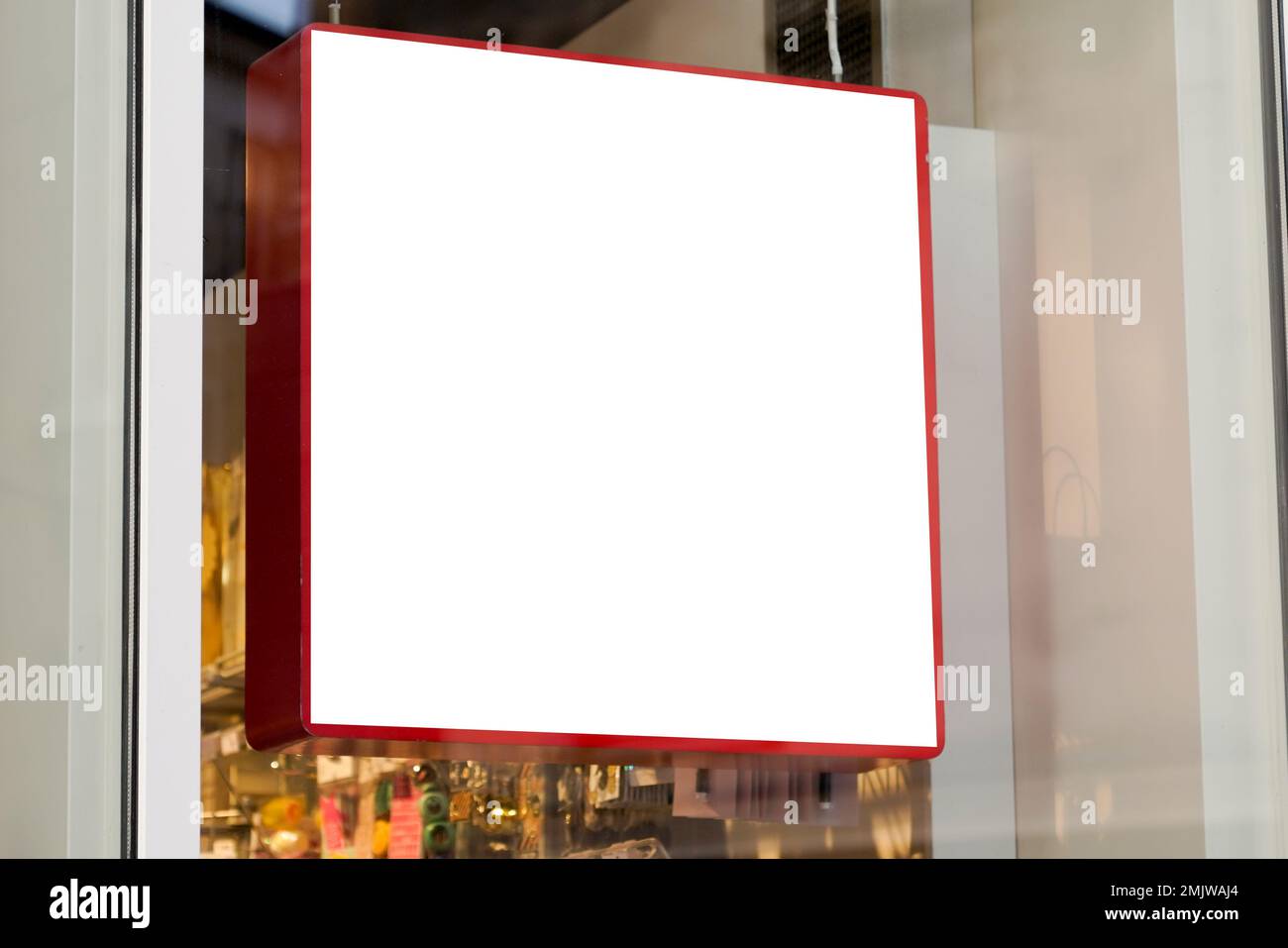 Empty wall signage facade blank mock up hanging on street copy space ...