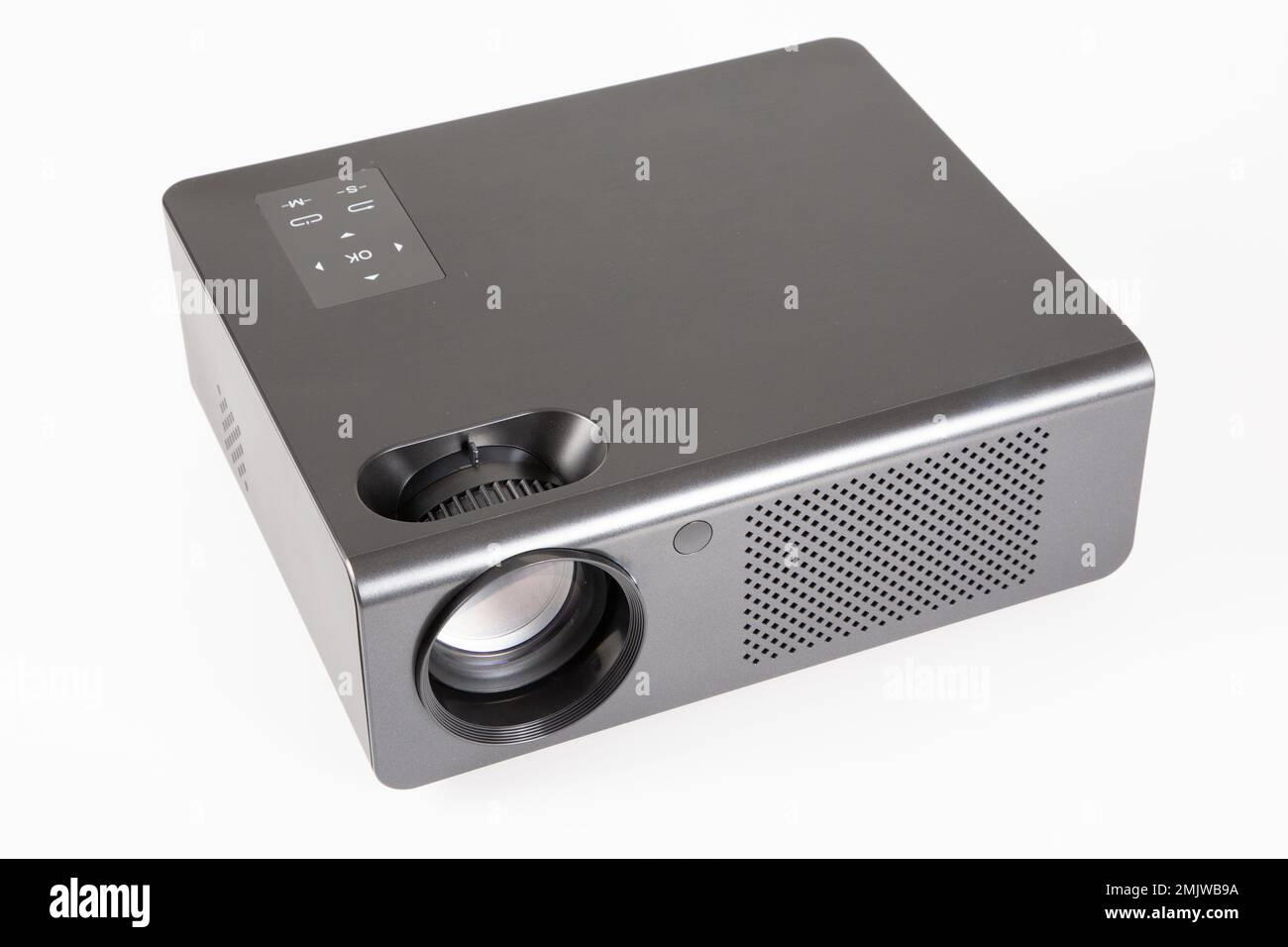 Grey generic multimedia black modern video projector isolated on white ...