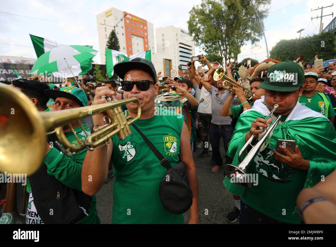 Fans of Leon cheer for their team as they arrive to stadium prior to ...